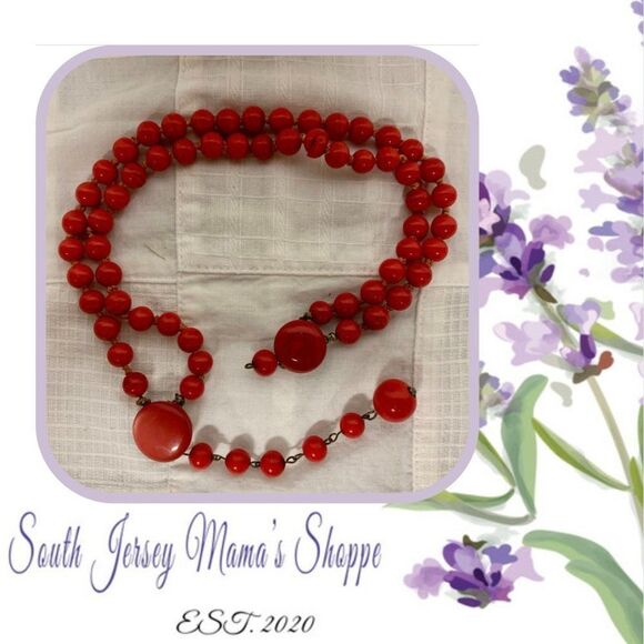 Vintage | Jewelry | Vintage 95s Japanred Clayporcelain Beads For ...